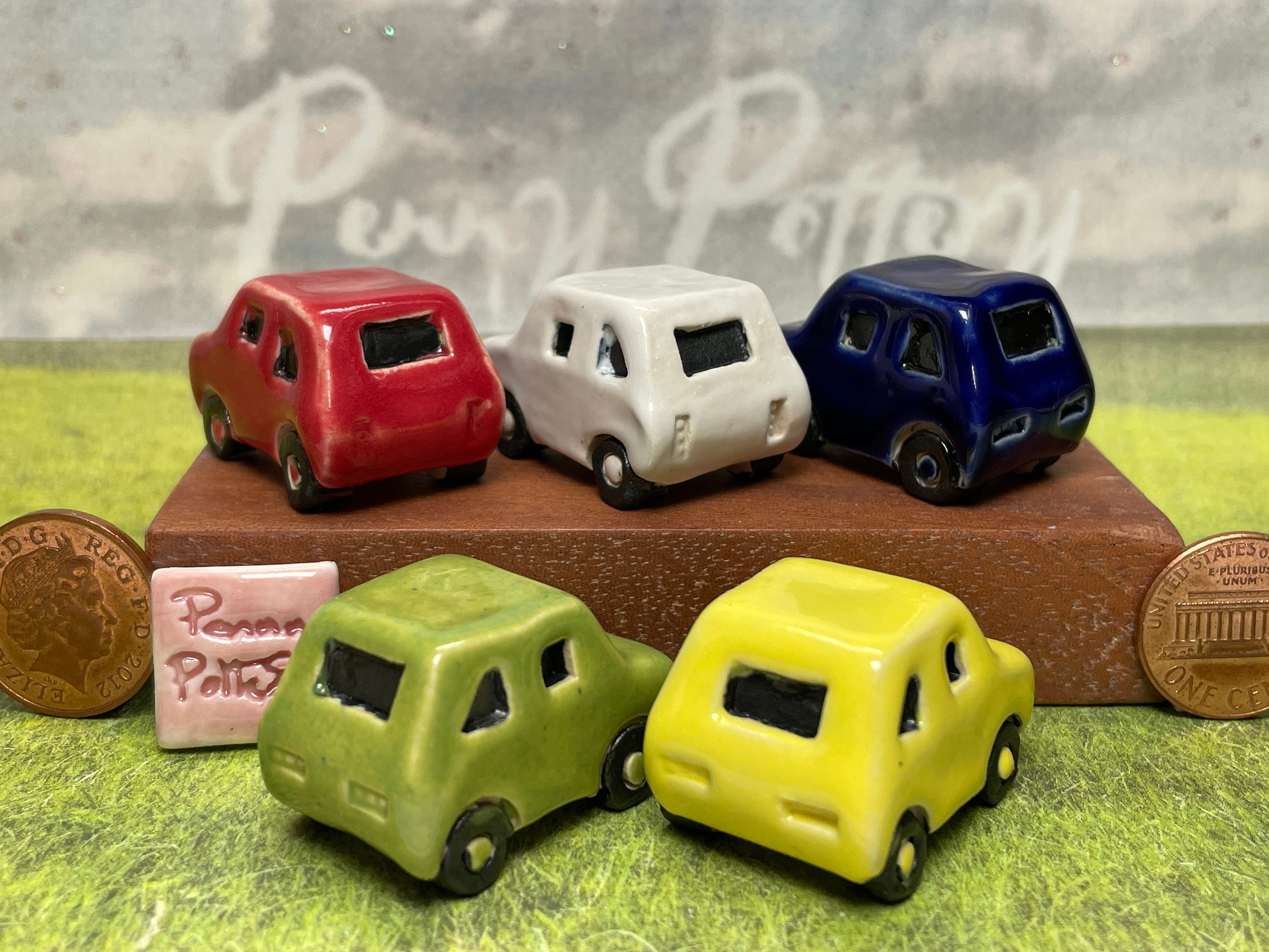 Miniature Ceramic Cars - Various Colour Glazed Stoneware Clay White ...