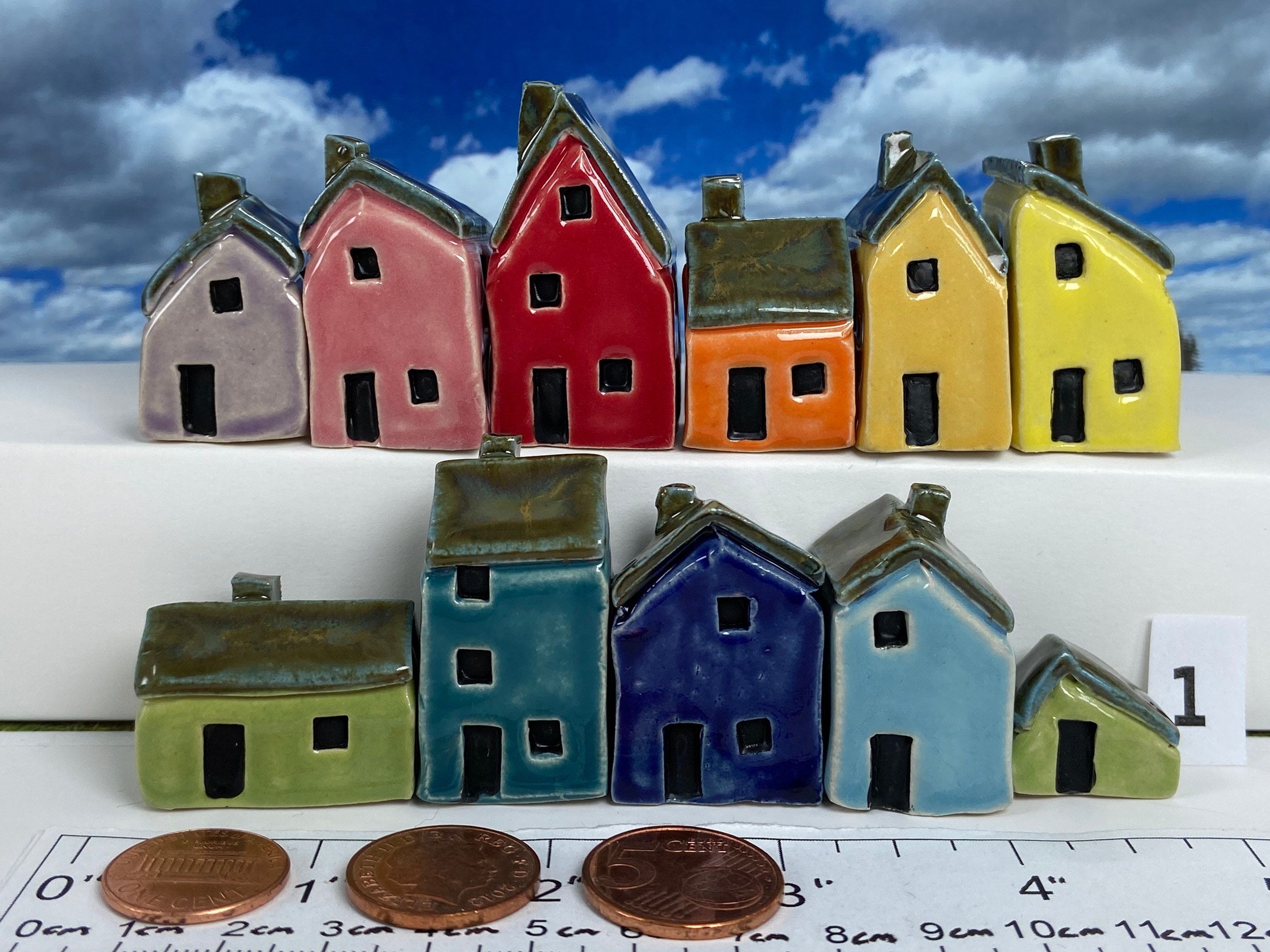 Sets of 10 Miniature Ceramic Houses 1 Shed / Kennel. | Etsy