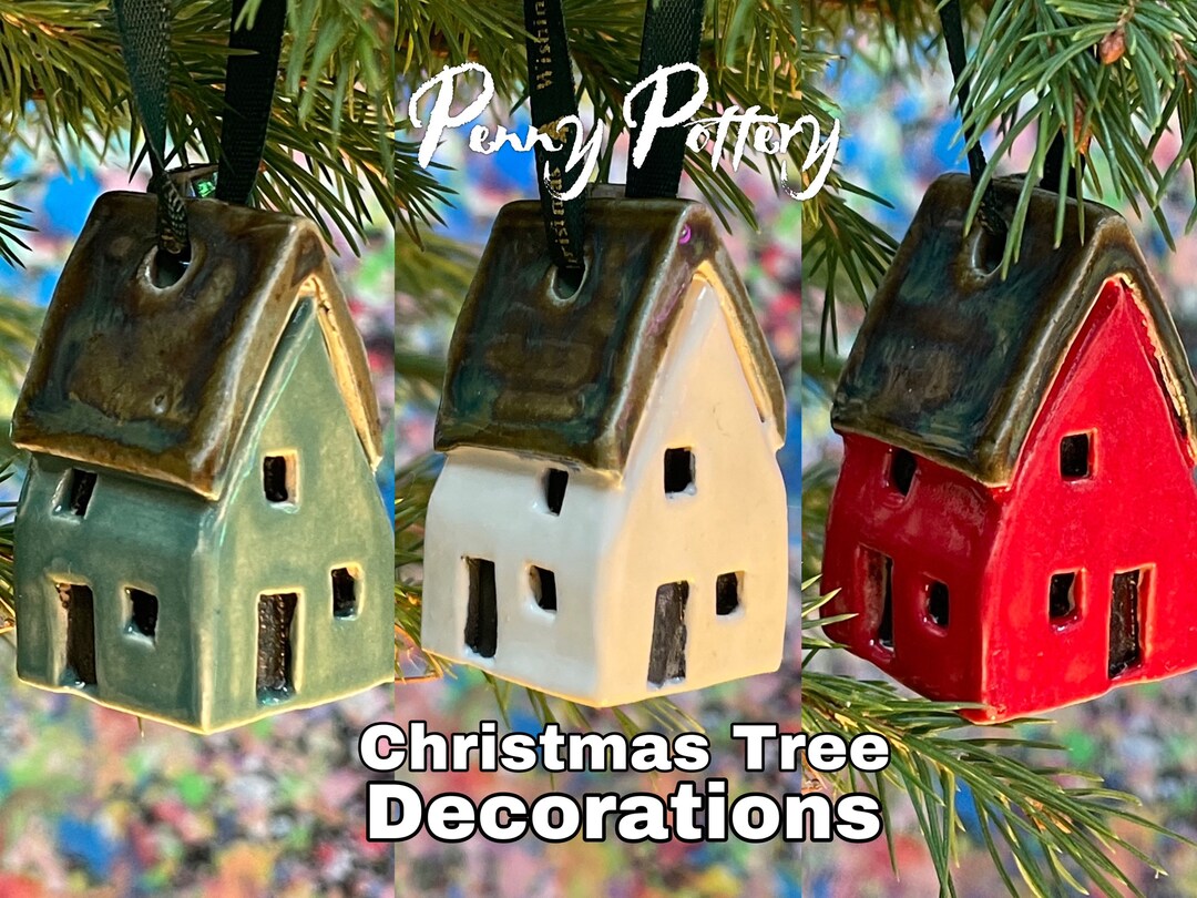 Individual Christmas Mini Pottery House Tree Decorations. Original ...
