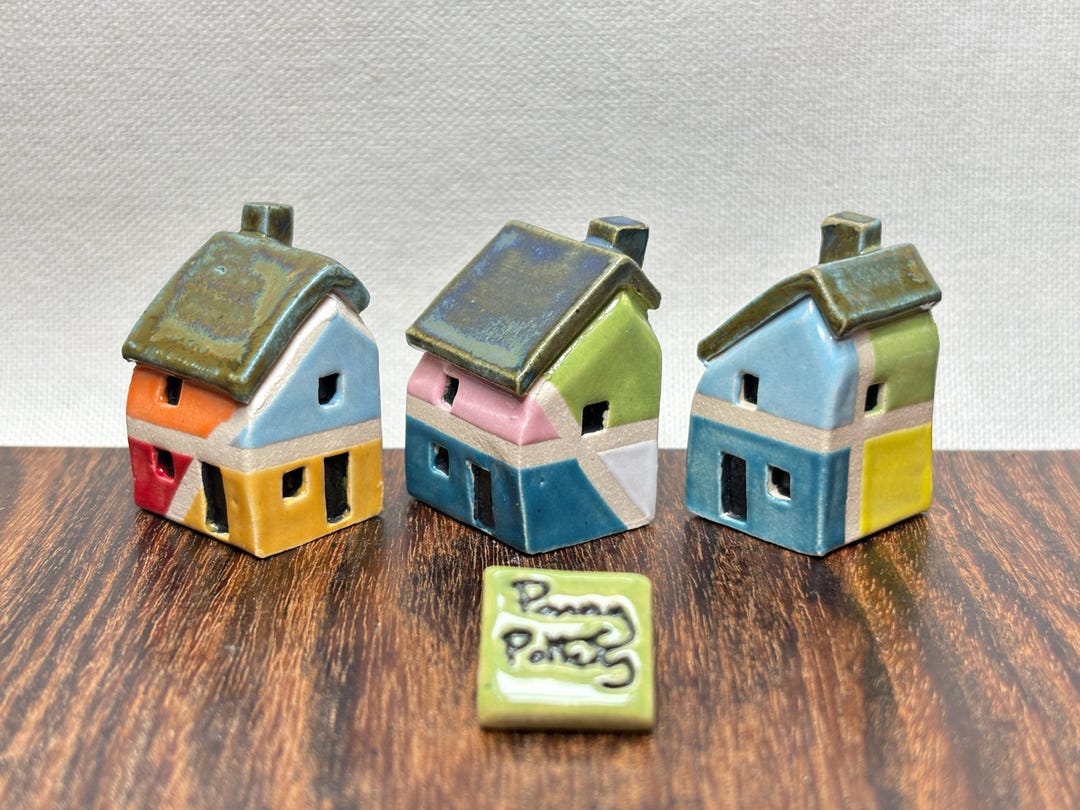 Miniature Ceramic Geometric Abstract Houses - Limited Edition Beautiful ...