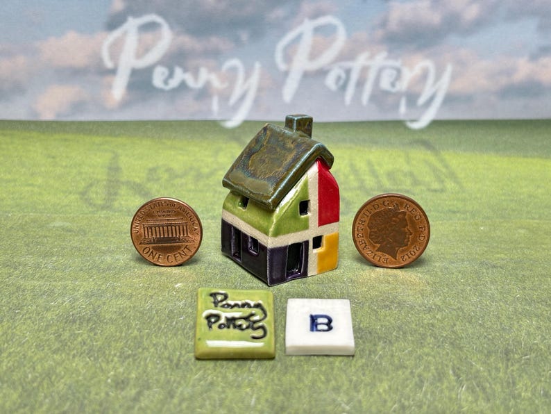 Miniature Ceramic Geometric Abstract Houses - Limited Edition Beautiful ...