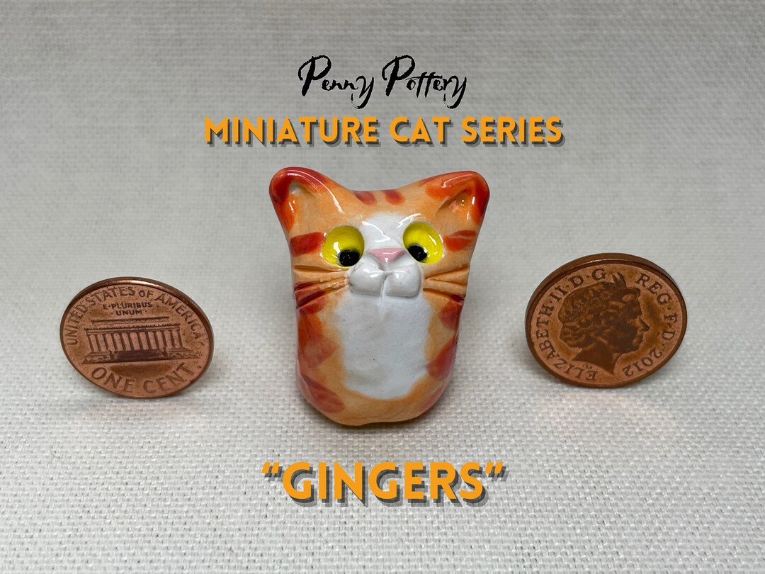 Miniature Ceramic Ginger Cats. Cute Feline Characters Sold Individually ...