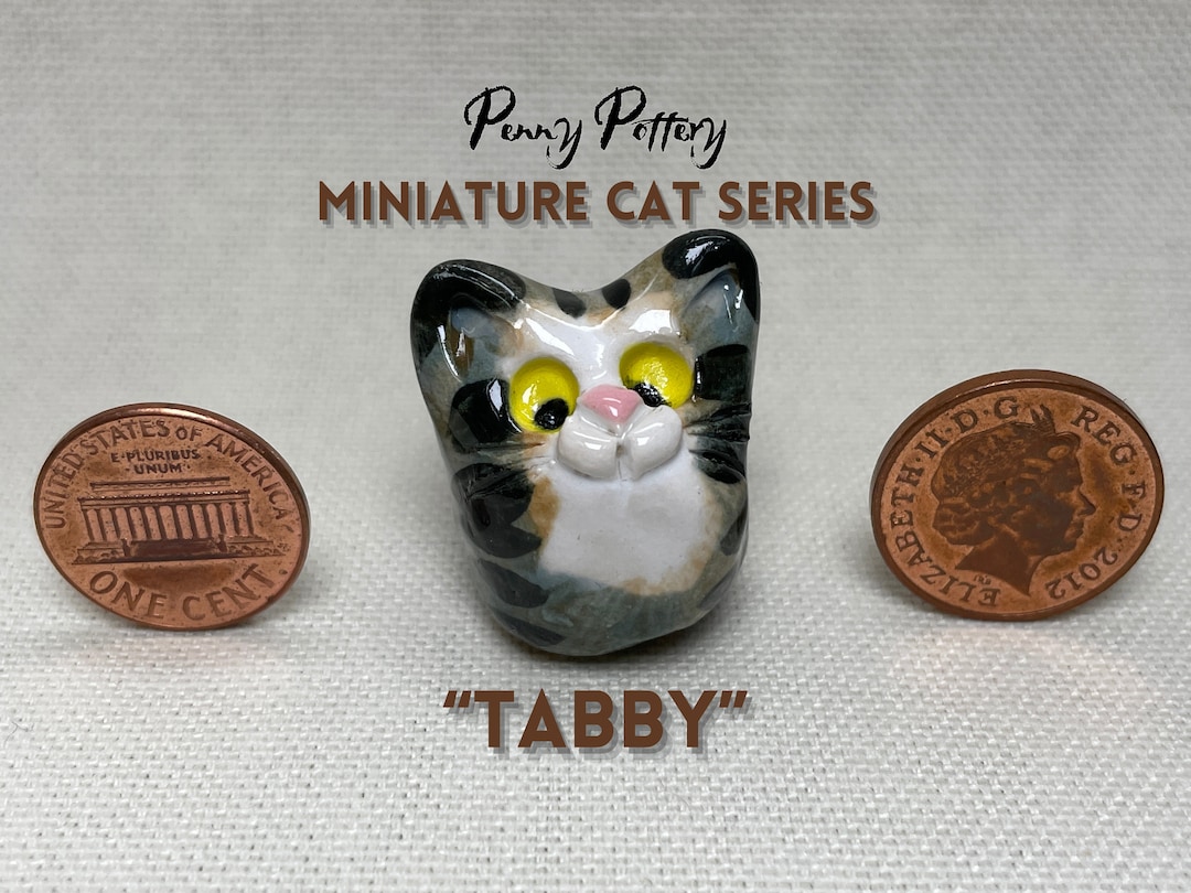 Miniature Ceramic Tabby Cats. Cute Animal Characters Sold Individually ...