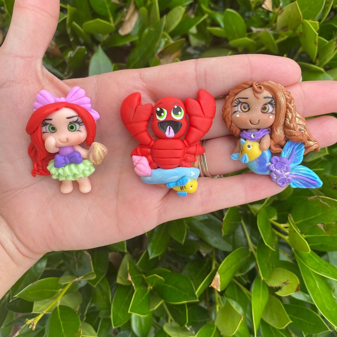 Mermaid Clay, Crab Clay, Dark Skin Mermaid, Bow Supply, Clay Doll, Clay ...