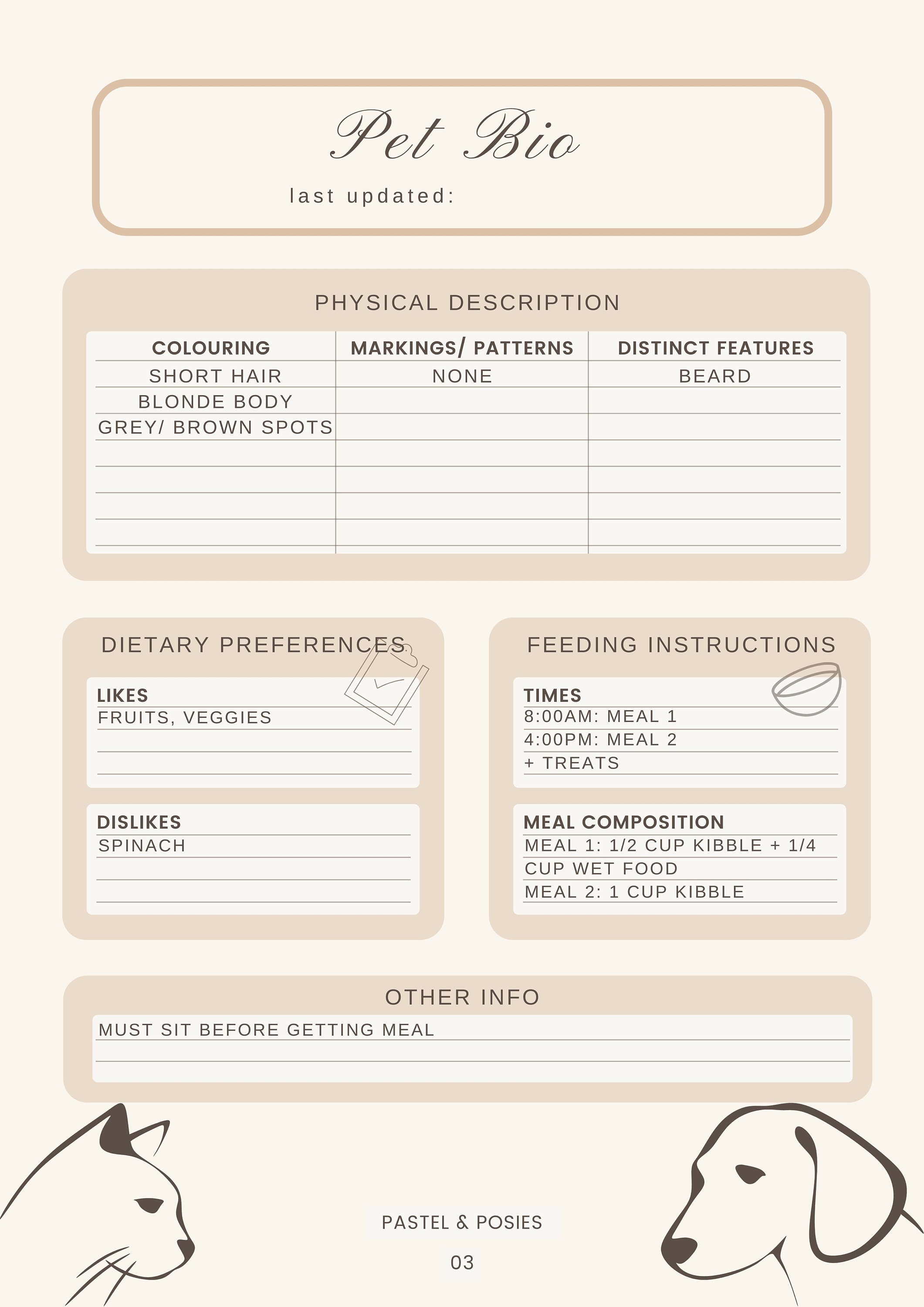 Neutral Pet Health Record and Emergency Checklist - Etsy