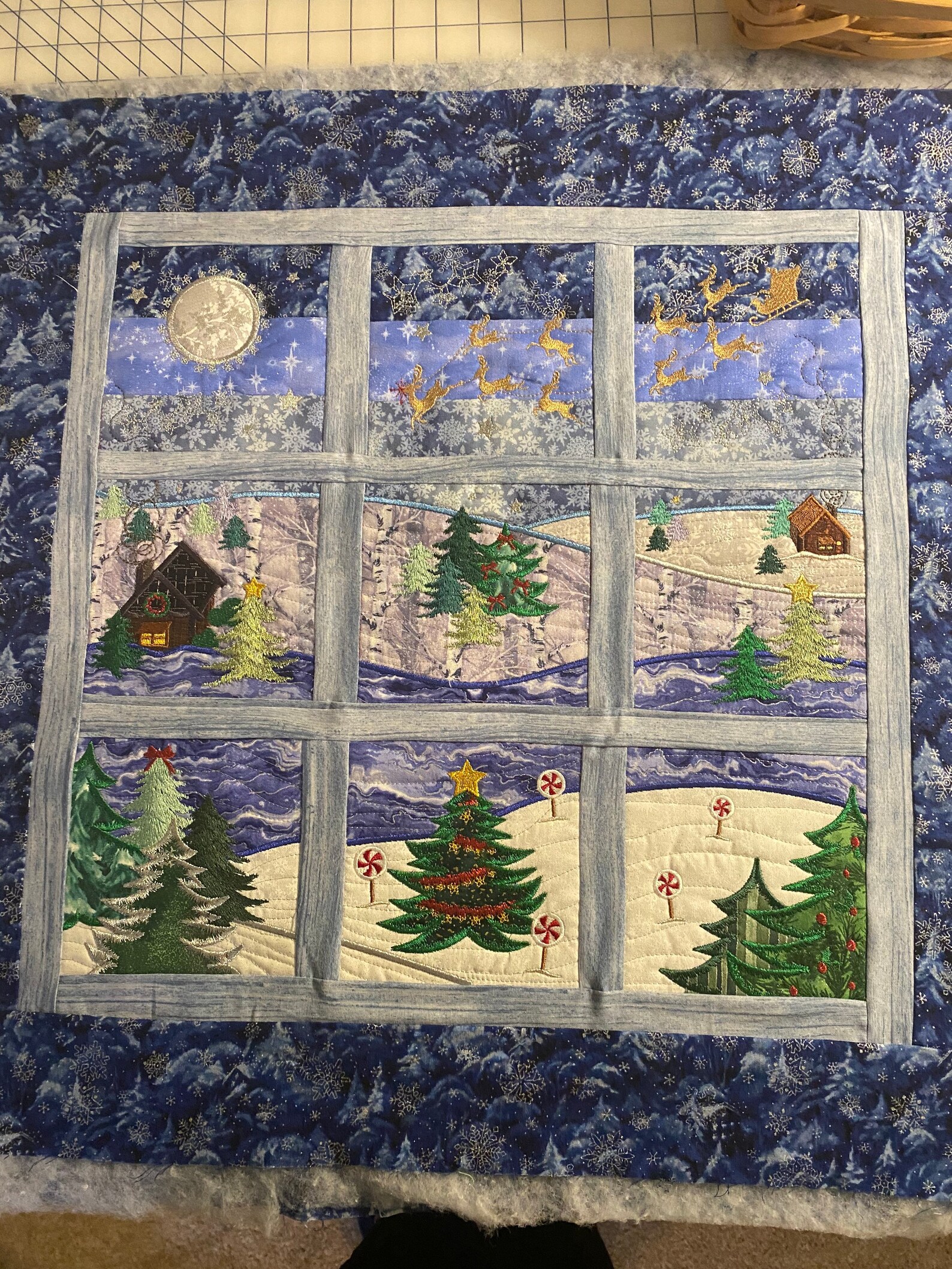 Custom Embroidery Christmas Winter Scene Wall Hanging - Etsy
