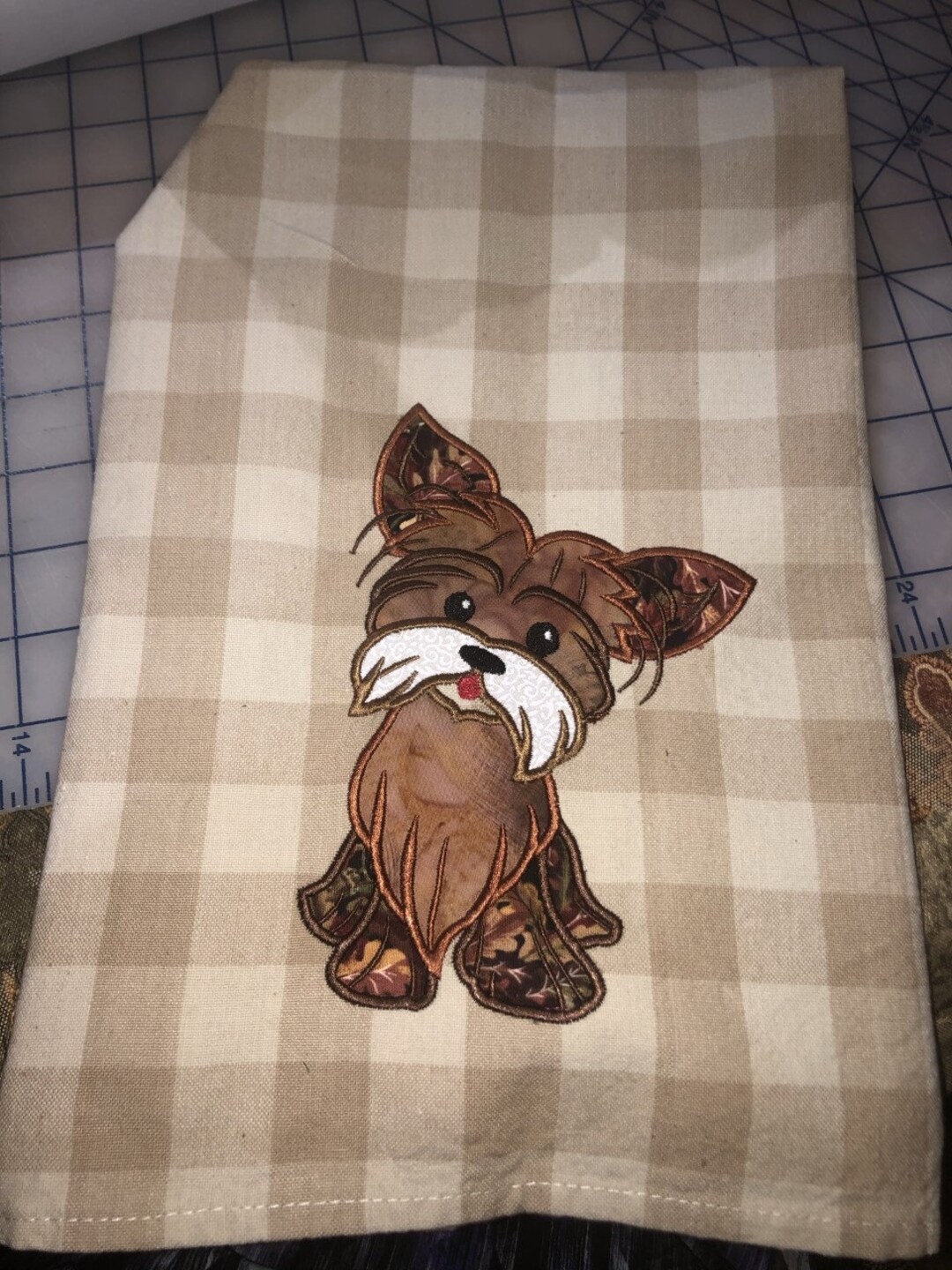Embroidered Applique Yorkie Kitchen Dish Towel - Etsy