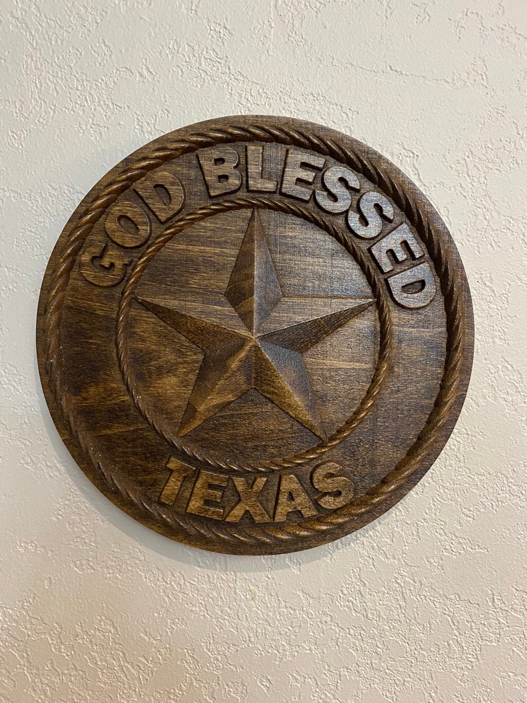 Wood Dark Stained God Blessed Texas Plaque - Etsy