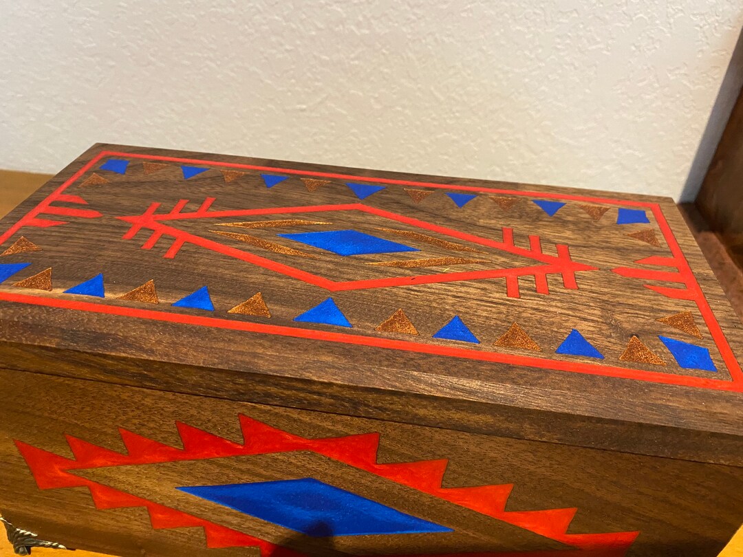 Decorative Walnut Box With Hinged Lid - Etsy