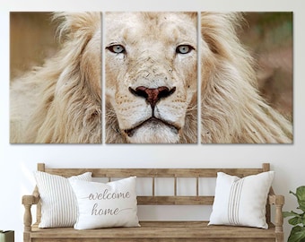 White Lion Portrait, White Lion Painting, Canvas Art Print, African Big ...