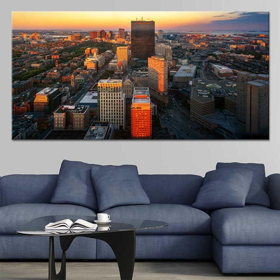 Boston Skyline Canvas Wall Art, Extra Large Multi Panel City Art for ...