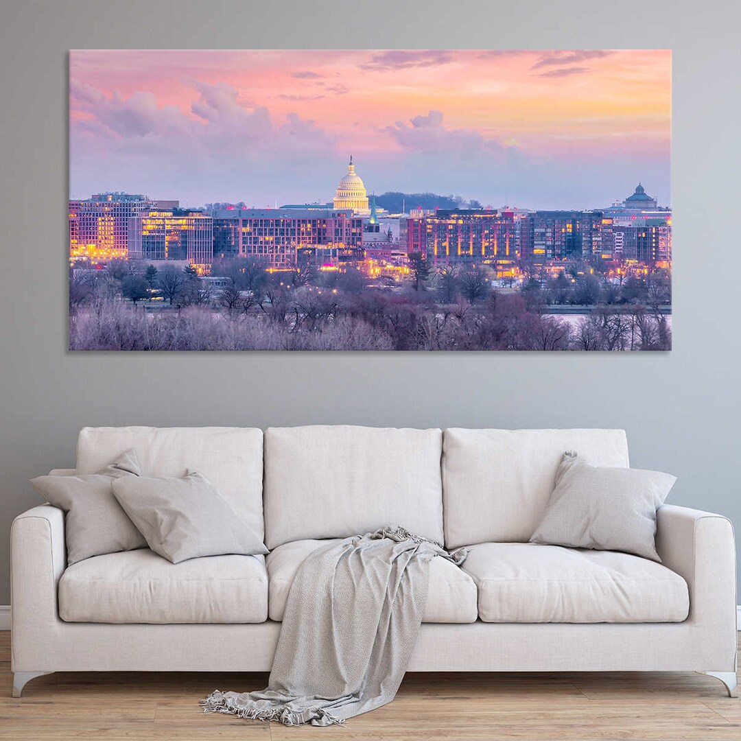 Washington DC Skyline Canvas Wall Art Print, Capital City Artwork ...