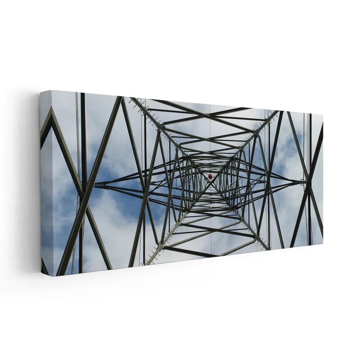 Symmetrical Steel Power Pylon Perspective Canvas Print - Industrial ...