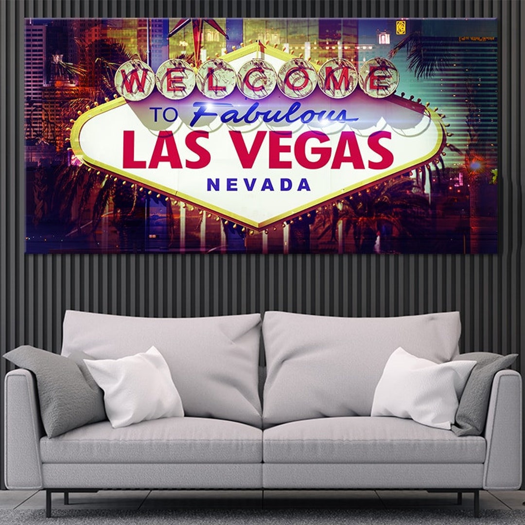 Iconic Las Vegas Sign Canvas Print Vibrant Nightlife and City Lights ...