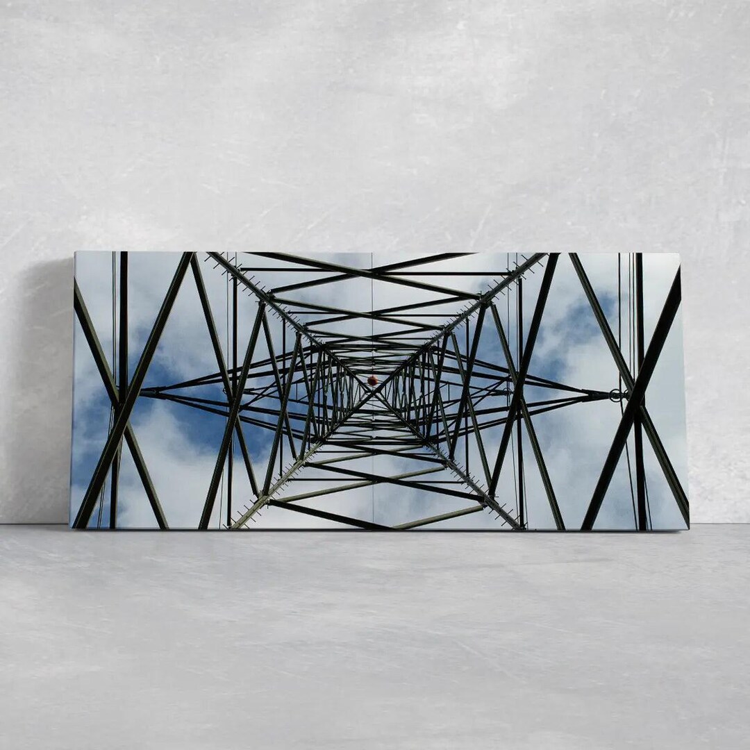 Modern Geometric Electric Pylon Canvas Wall Art - Industrial Chic ...