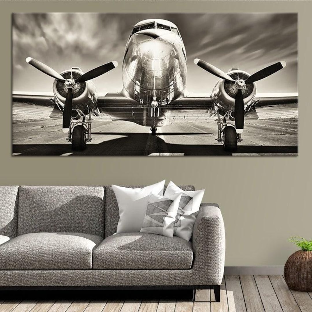 Airplane Canvas Bold Aircraft Canvas Print Large Aviation Wall Decor ...