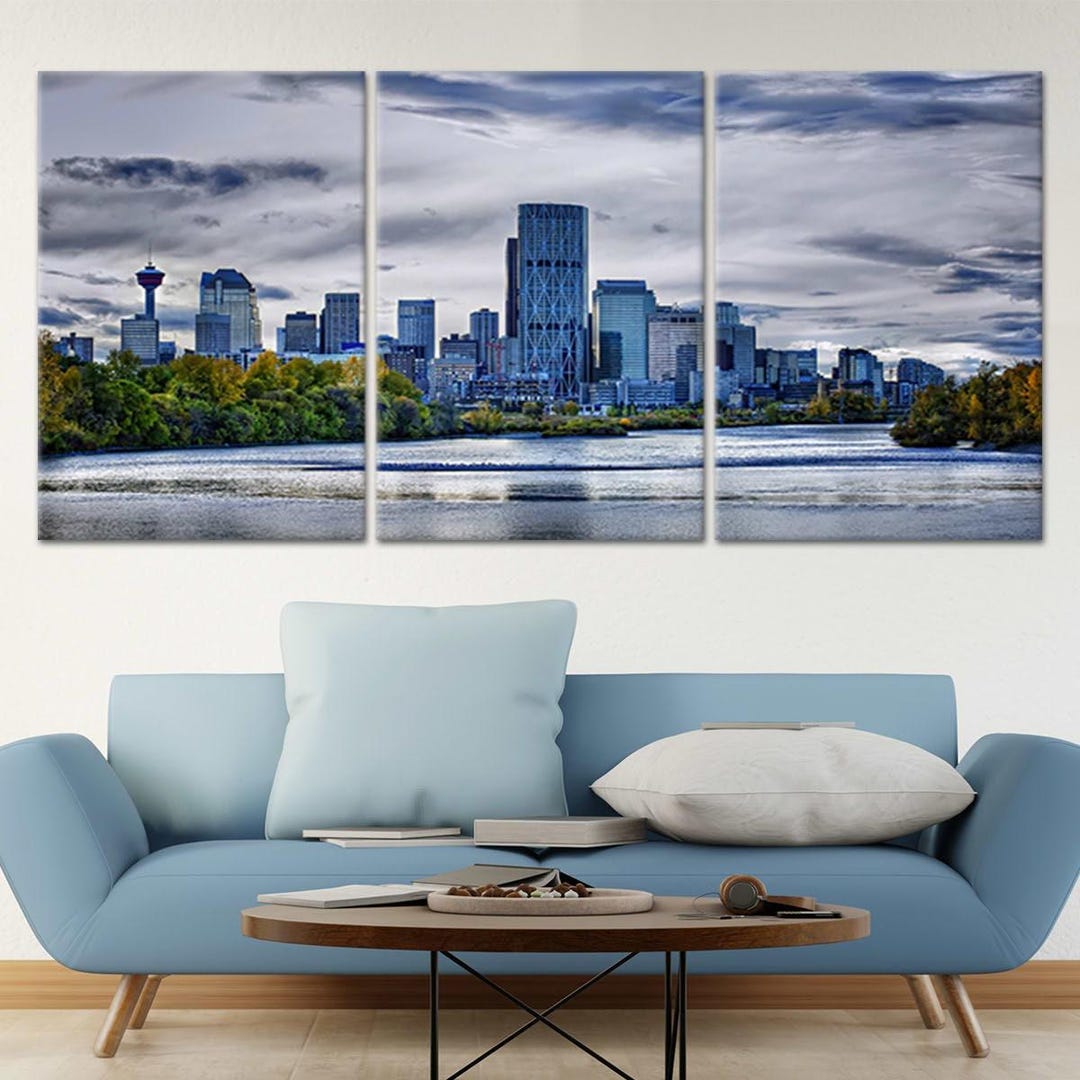 Calgary Skyline Canvas Wall Art, Extra Large Cityscape Print for Living ...