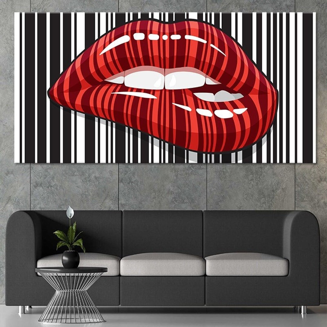 Modern Red Lips Canvas Wall Art Set - Etsy