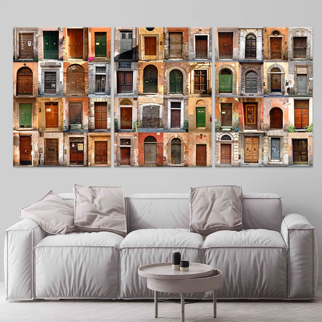 Old Doors Canvas Art Print Rustic Cityscape Painting Vintage - Etsy