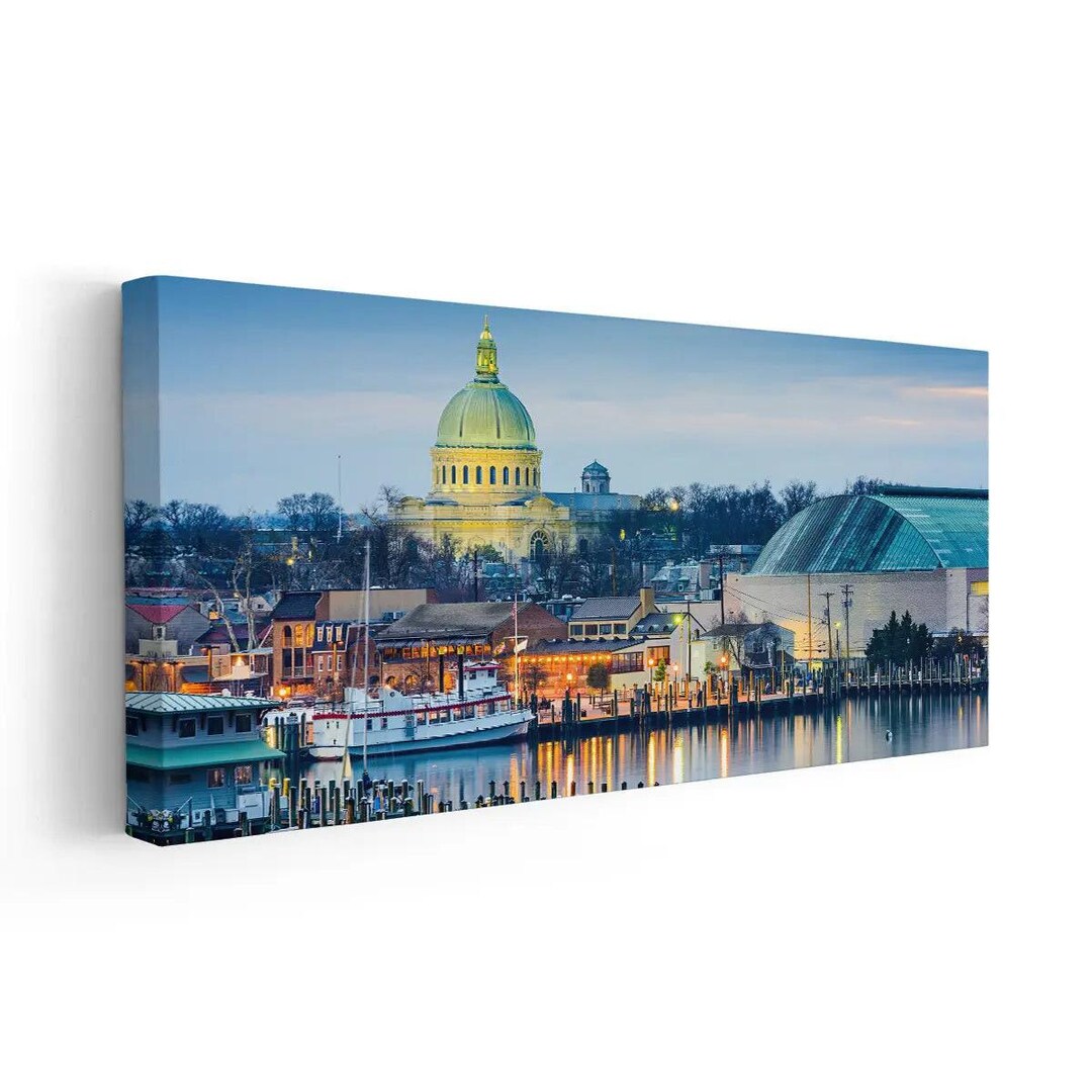 Annapolis Skyline Canvas Wall Art, Extra Large Multi Panel City Art for ...