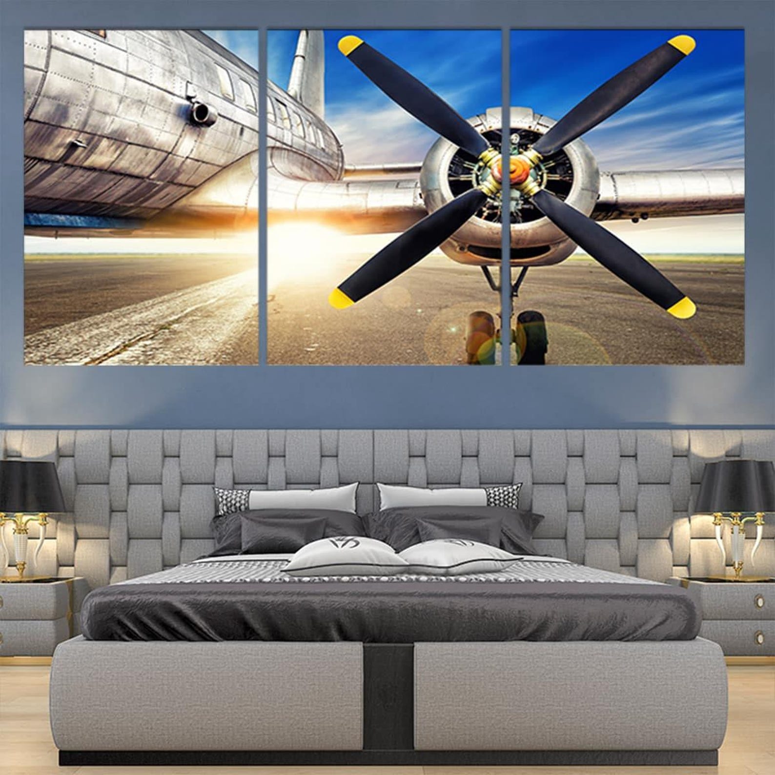 Vintage Aircraft Propeller Canvas, Rustic Airplane Wall Art, Industrial ...