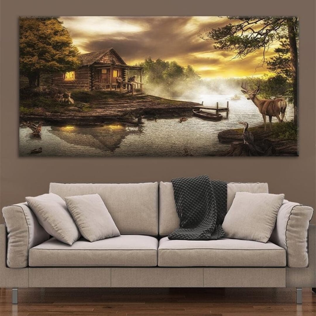 Cabin in the Woods Rustic Cabin Decor Cabin Wall Art Forest Landscape ...