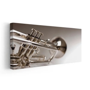 Vintage Trumpet Canvas Wall Art, Classic Jazz Musician Decor, Music ...