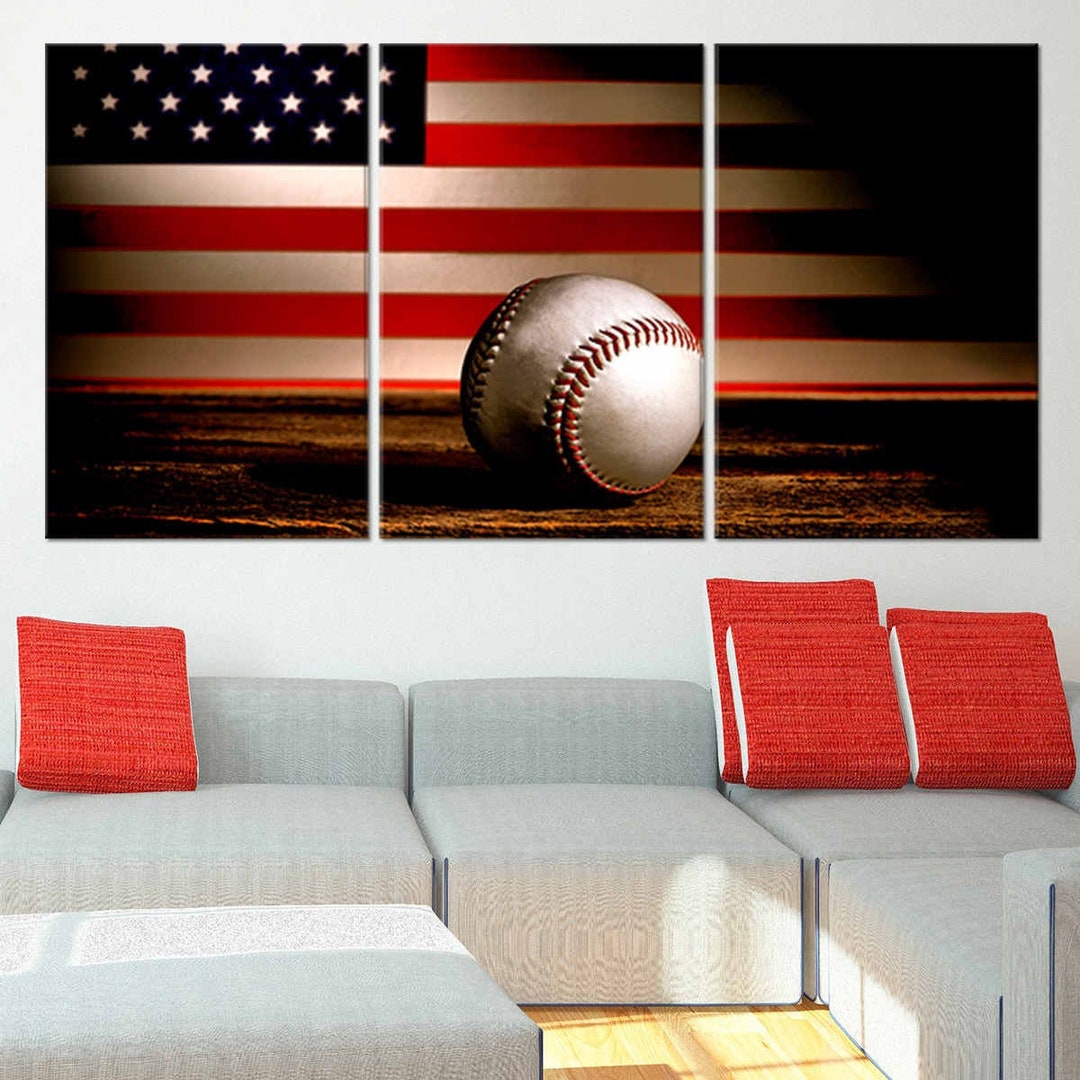 Vintage Baseball Ball Canvas Wall Art Perfect Accent for Sports Fans ...