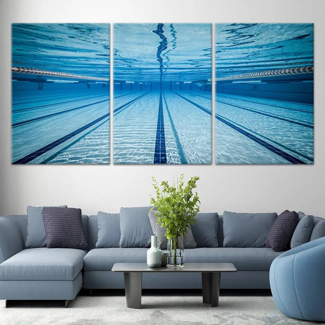 Underwater Serenity in Three Panels - Olympic Swimming Pool, Calm ...