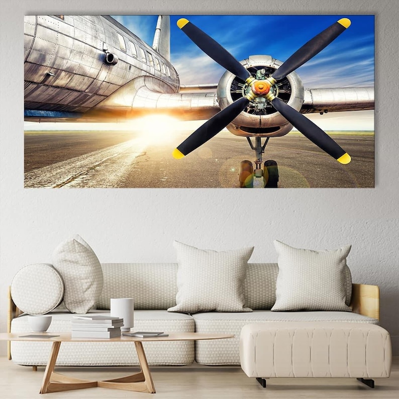 Vintage Aircraft Propeller Canvas, Rustic Airplane Wall Art, Industrial ...