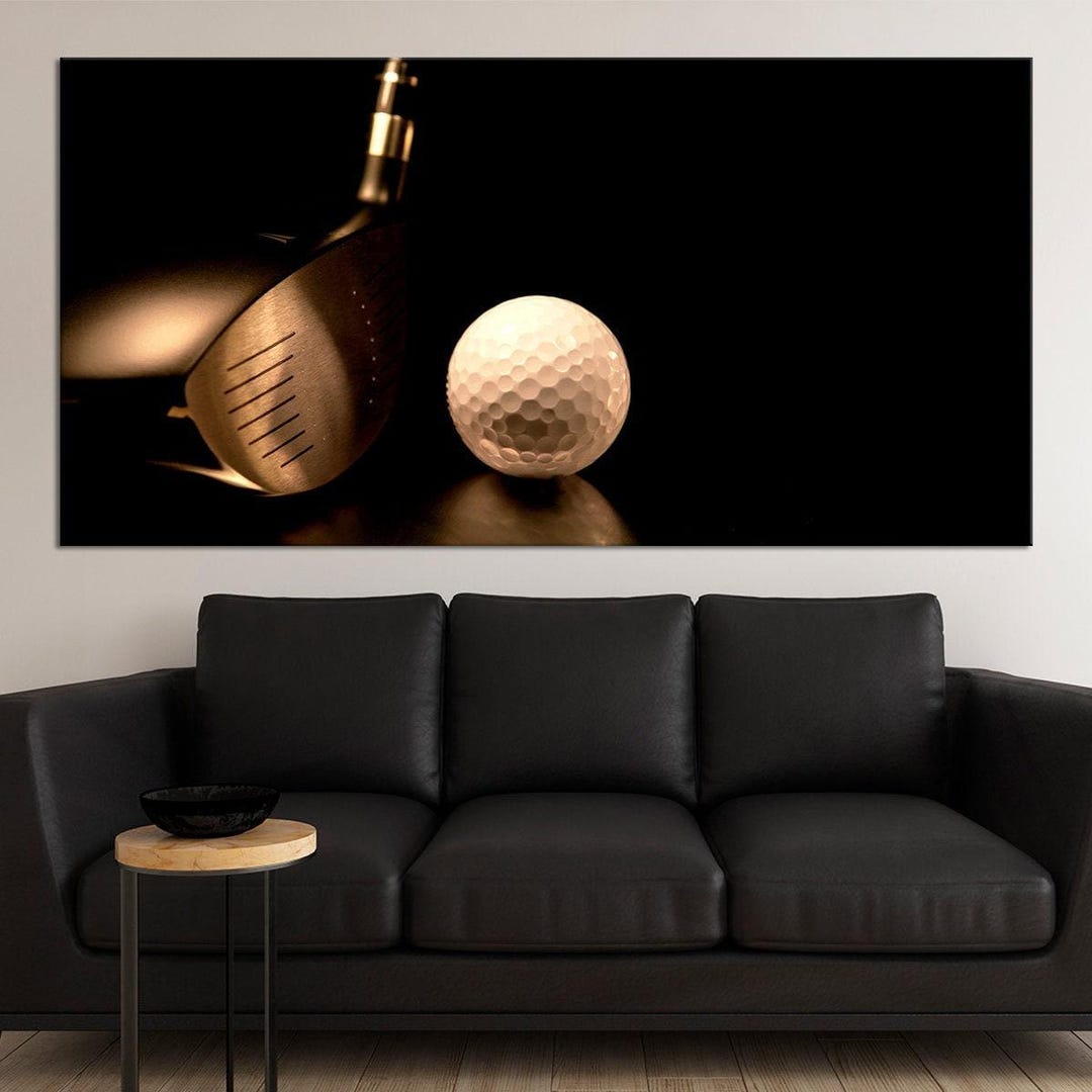 Golf Wall Art, Large Modern Golf Club and Ball Canvas Print, Minimalist ...