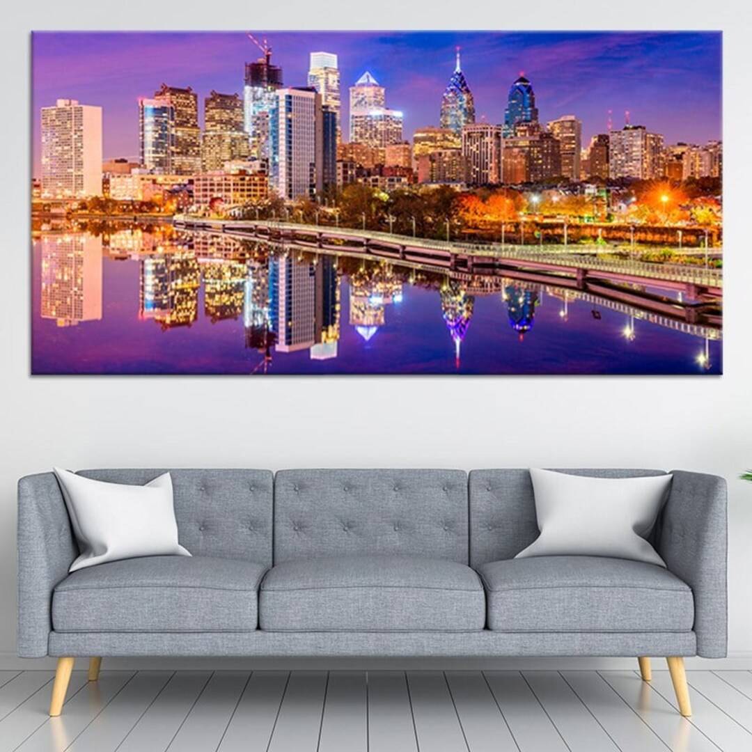 Philadelphia Skyline Canvas Art Print, Pennsylvania Cityscape, Urban ...