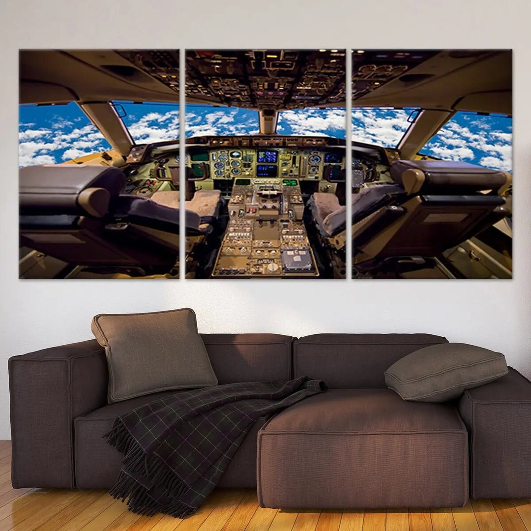 Cockpit Canvas Art, Airplane Wall Art, Jet Artwork, Cockpit Art Print ...