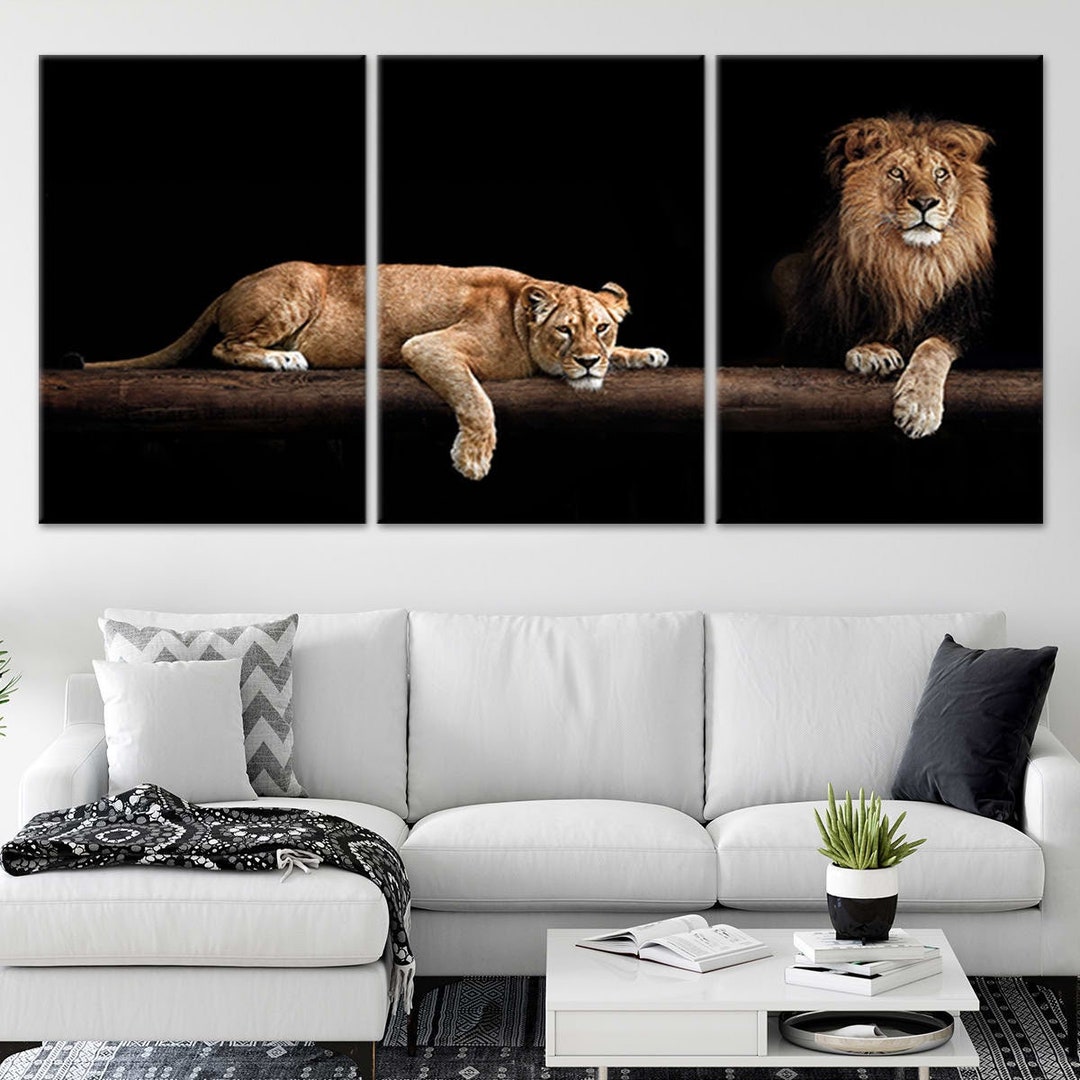 Lion and Lioness Wall Art Romantic Couples Bedroom Wall Art Framed ...