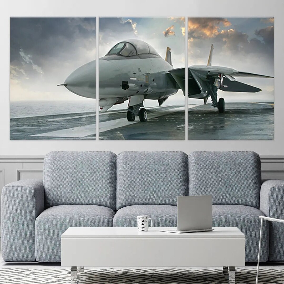 F-14 Tomcat Fighter Jet Canvas Wall Art, Military Aviation Decor ...