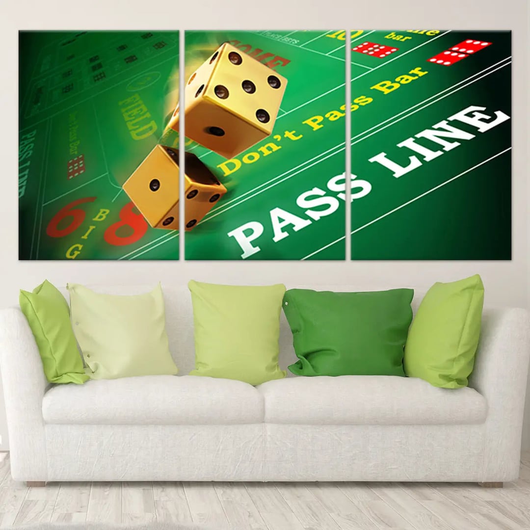 Craps Dice Game Canvas Print, Casino Wall Art for Game Room Decor ...