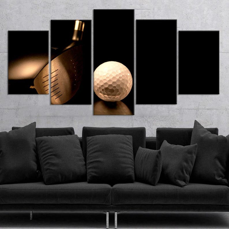 Golf Wall Art, Large Modern Golf Club and Ball Canvas Print, Minimalist ...