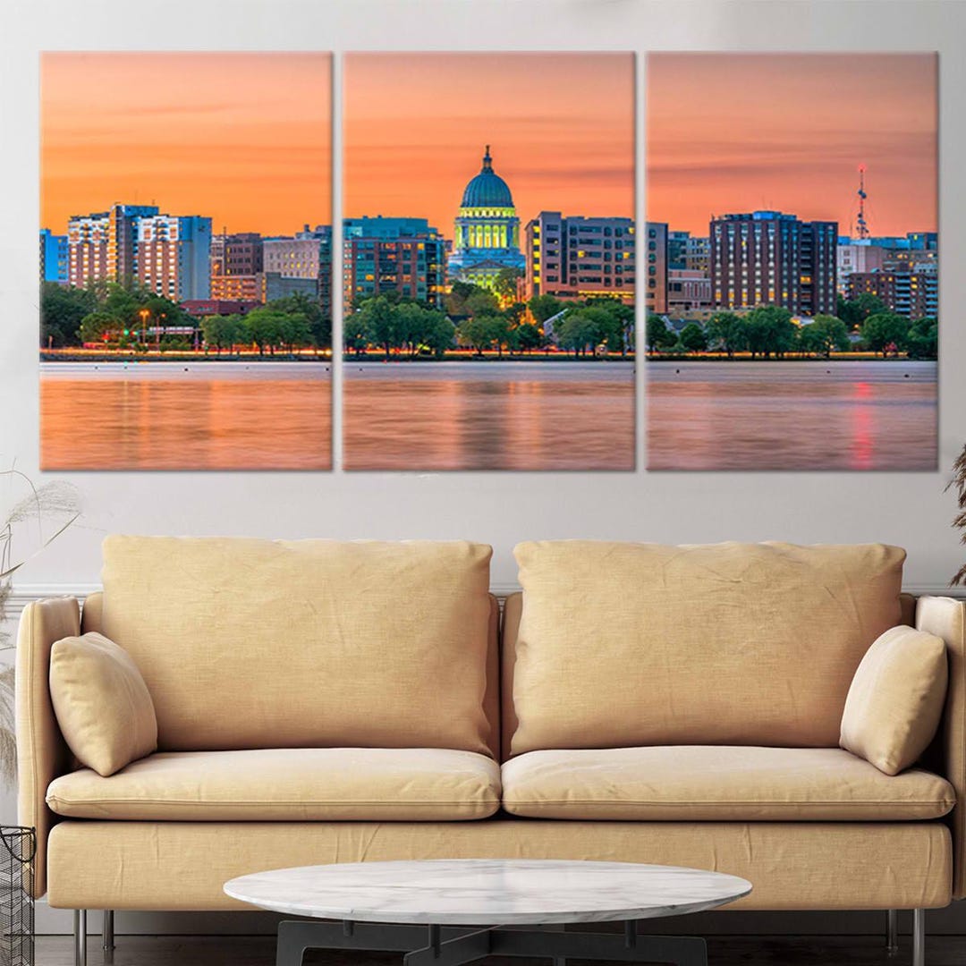Madison Skyline Canvas Wall Art, Extra Large City Art Print for Living ...