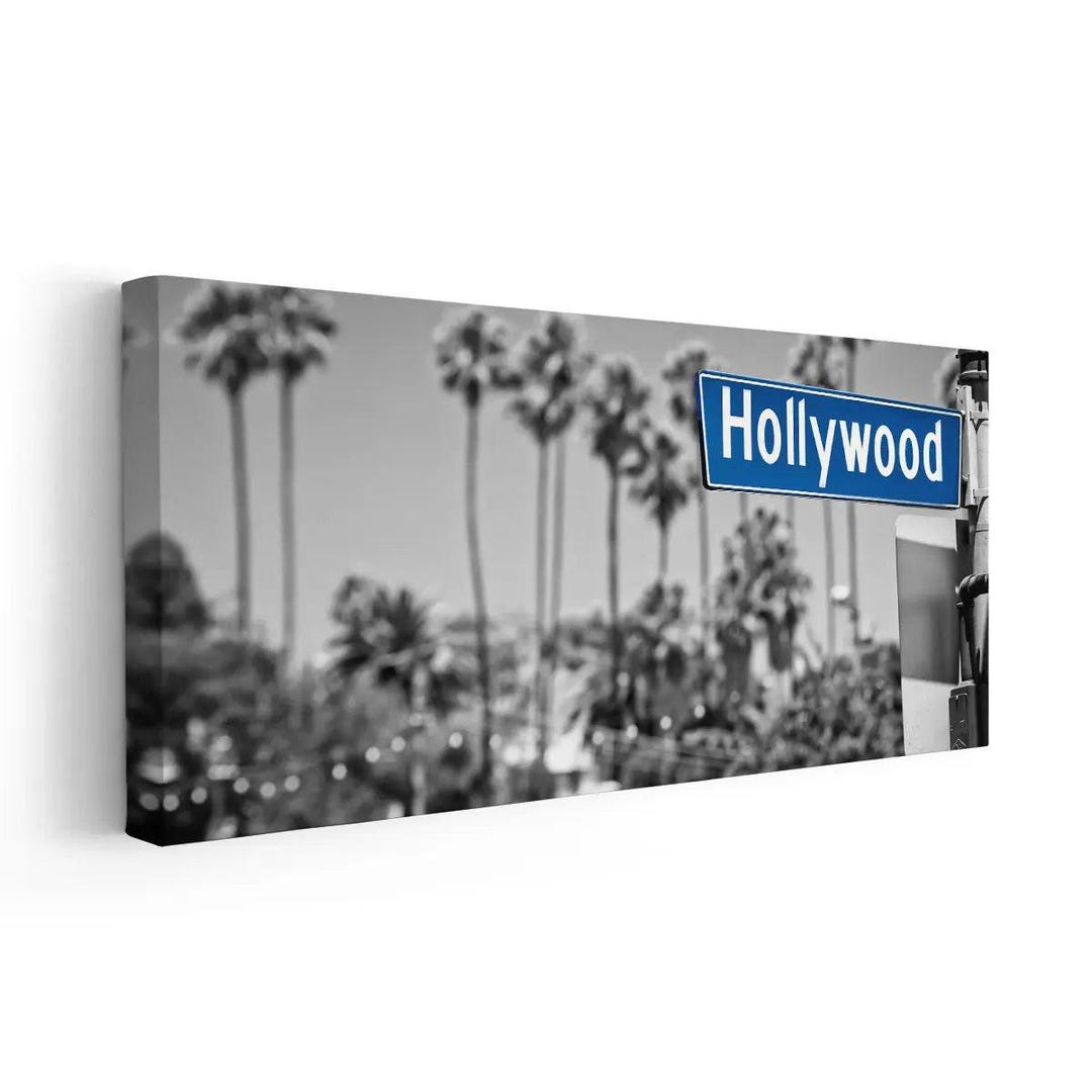 Modern Hollywood Street Sign Canvas Wall Art, Large California Palm ...