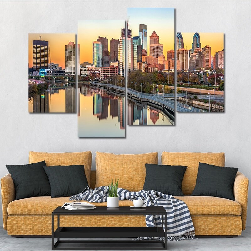 Philadelphia Skyline Canvas Wall Art, Pennsylvania Cityscape Wall Art ...