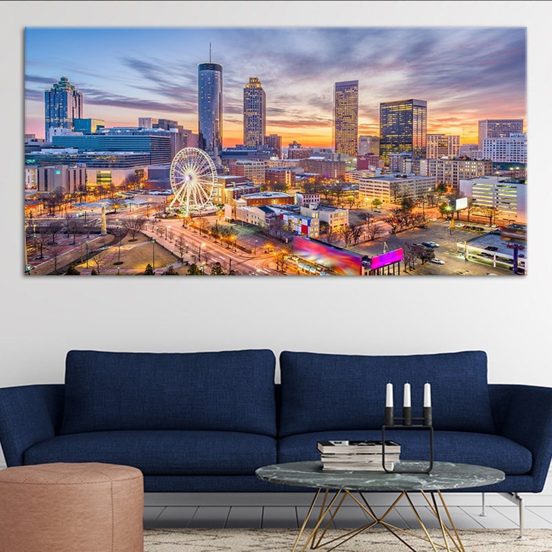 Atlanta Wall Art Large Atlanta Skyline Wall Art Framed Georgia ...