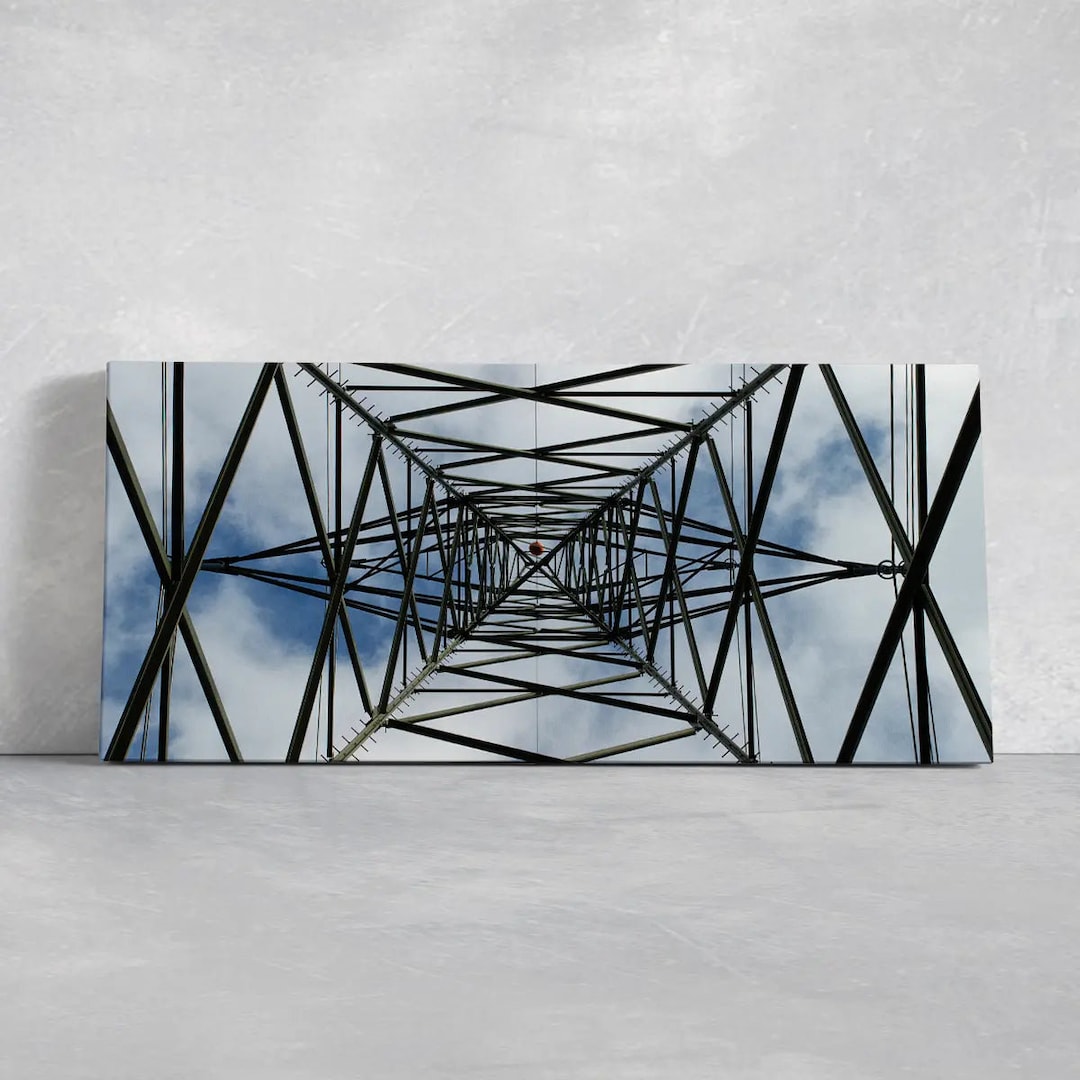 Modern Geometric Electric Pylon Canvas Wall Art Industrial Chic ...