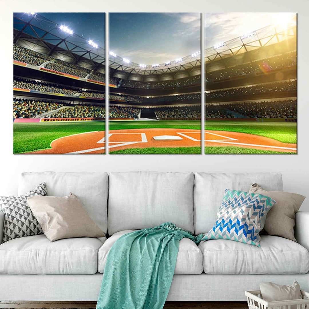 Grand Slam Baseball Stadium Triptych Canvas Art Lively Game Day ...