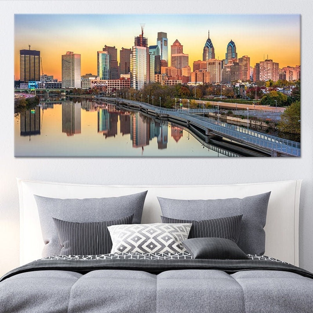 Philadelphia Skyline Canvas Wall Art, Pennsylvania Cityscape Wall Art ...