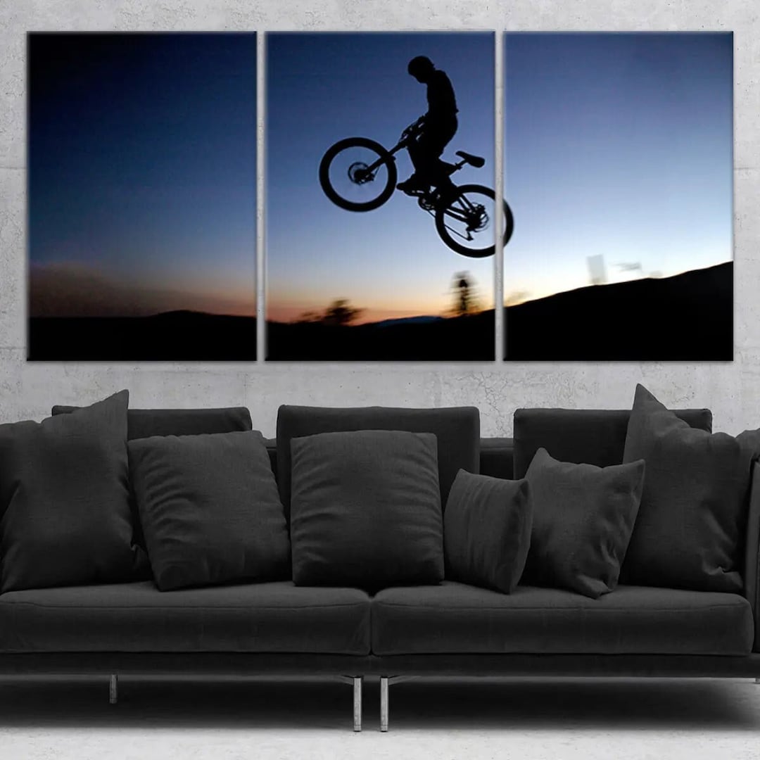 Extreme Mountain Bike Canvas Wall Art, Cycling Decor, Adventurous ...