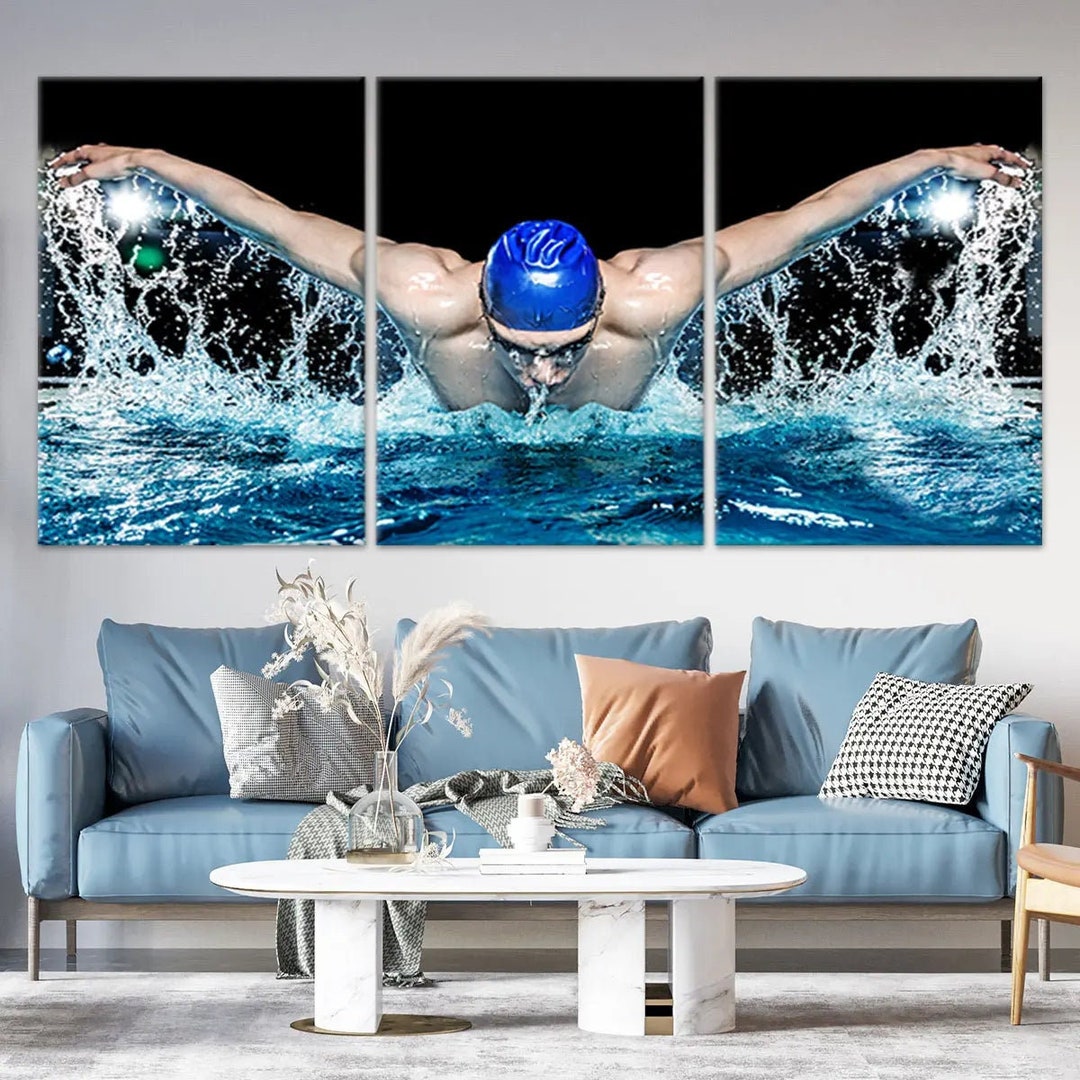 Swimmer Art Print Swimming Wall Art Water Sports Decor for Fitness ...