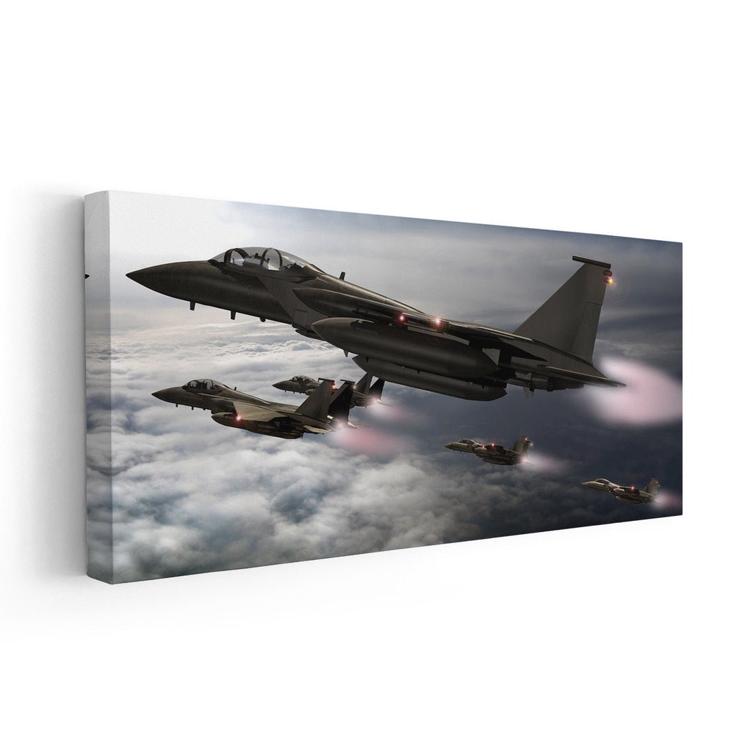 Fighter Jet Canvas Art Military Aircraft Aviation Wall Art, Perfect ...