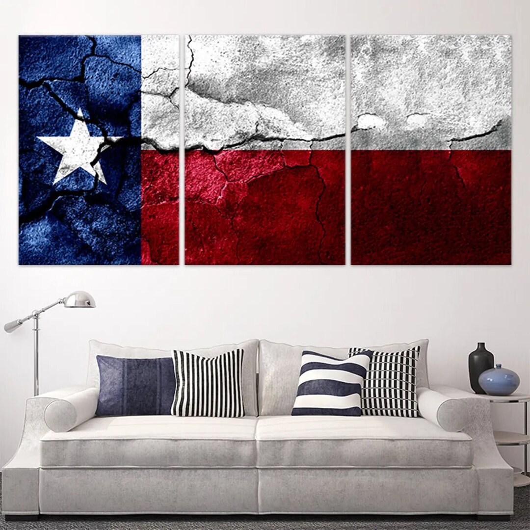 Rustic Texas Flag Triptych Canvas Art Distressed Lone Star State Wall ...