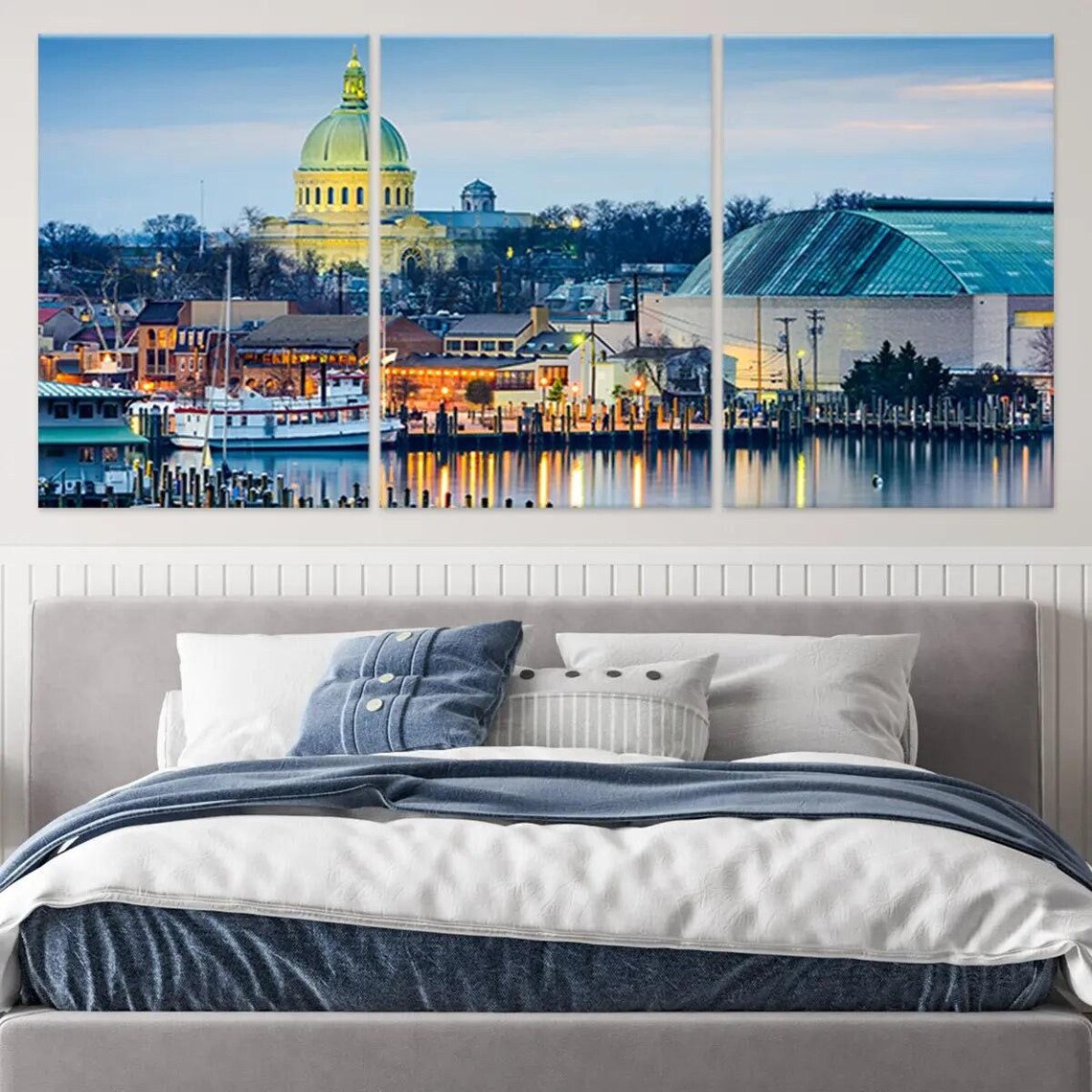 Annapolis Skyline Canvas Wall Art, Extra Large Multi Panel City Art for ...