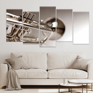 Vintage Trumpet Canvas Wall Art, Classic Jazz Musician Decor, Music ...